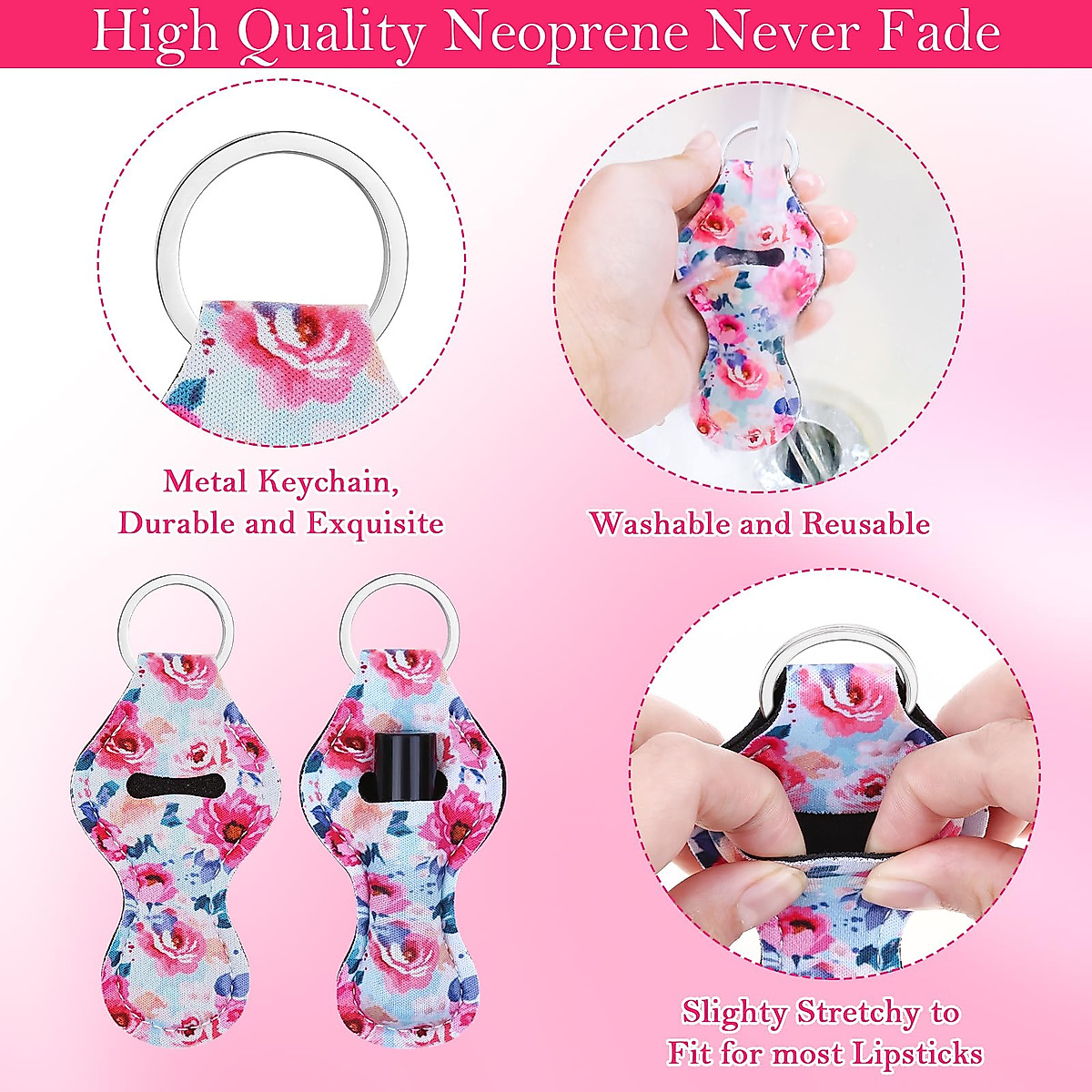 Cludoo 30Pcs Chapstick Holder Keychain Bulk, Chapstick Lip Balm Lipgloss Lipstick Holder Keychains for Lipstick, Chapstick, Lip Balm, lanyards, 30 Vibrant Colors