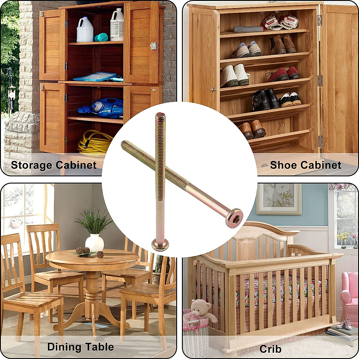 Bonsicoky M6x90mm Button Head Socket Cap Bolts Screws, 10Pcs Zinc Plated Carbon Steel Allen Hex Drive, Full Machine Thread with Bonus Hex Key