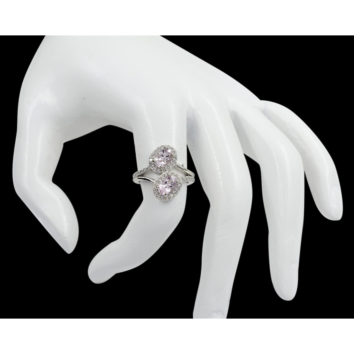 925 Sterling Silver Natural 7X5 MM Oval Cut Pink Morganite Gemstone Solitaire Unisex Proposal Engagement Ring Wedding Jewelry October Birthstone Gorgeous Ring Birthday Gift For Wife (Rhodium Plated Silver, 11)