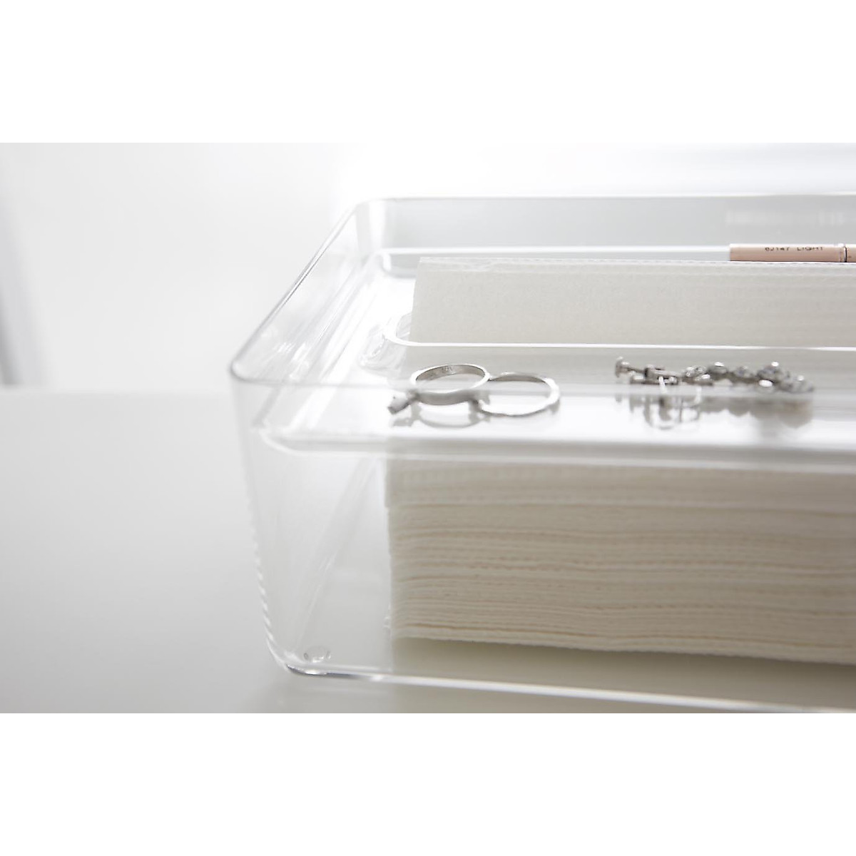 YAMAZAKI home 2334 Tissue Box Holder-Dispenser and Organizer, One Size, Clear
