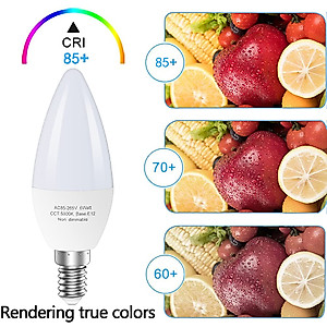 6-Pack E12 LED Ceiling Fan Light Bulbs, 60 Watts Equivalent Candelabra LED Light Bulbs, Type B Light Bulb for Chandelier, Candle Lightbulbs, Non-Dimmable, 5000K Daylight, 6 Pcs