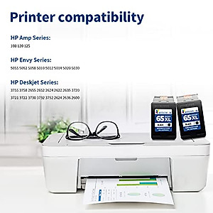 Relcolor HP65 XL Higher Yield Ink Cartridge for HP 65 65XL Black Combo for Envy 5000 5055 5052 5014 DeskJet 3755 3700 3772 3752 2622 2652 2600 Printer, HP65XL