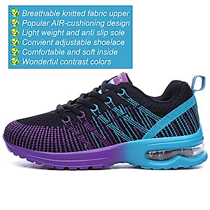 Running Shoes AIR Cushioning for Women's Athletic Trail Running Walking Fitness Gym Sport Fashion Tennis Sneaker Shoe Ladies Girl Lace-up Light Weight Breathable, Purple Size 10-Inside 25.5cm