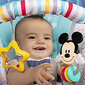 Bright Starts Disney Baby MICKEY MOUSE Infant to Toddler Rocker & Seat with Vibrations and Removable -Toy Bar, 0-30 Months Up to 40 lbs (Original Bestie)