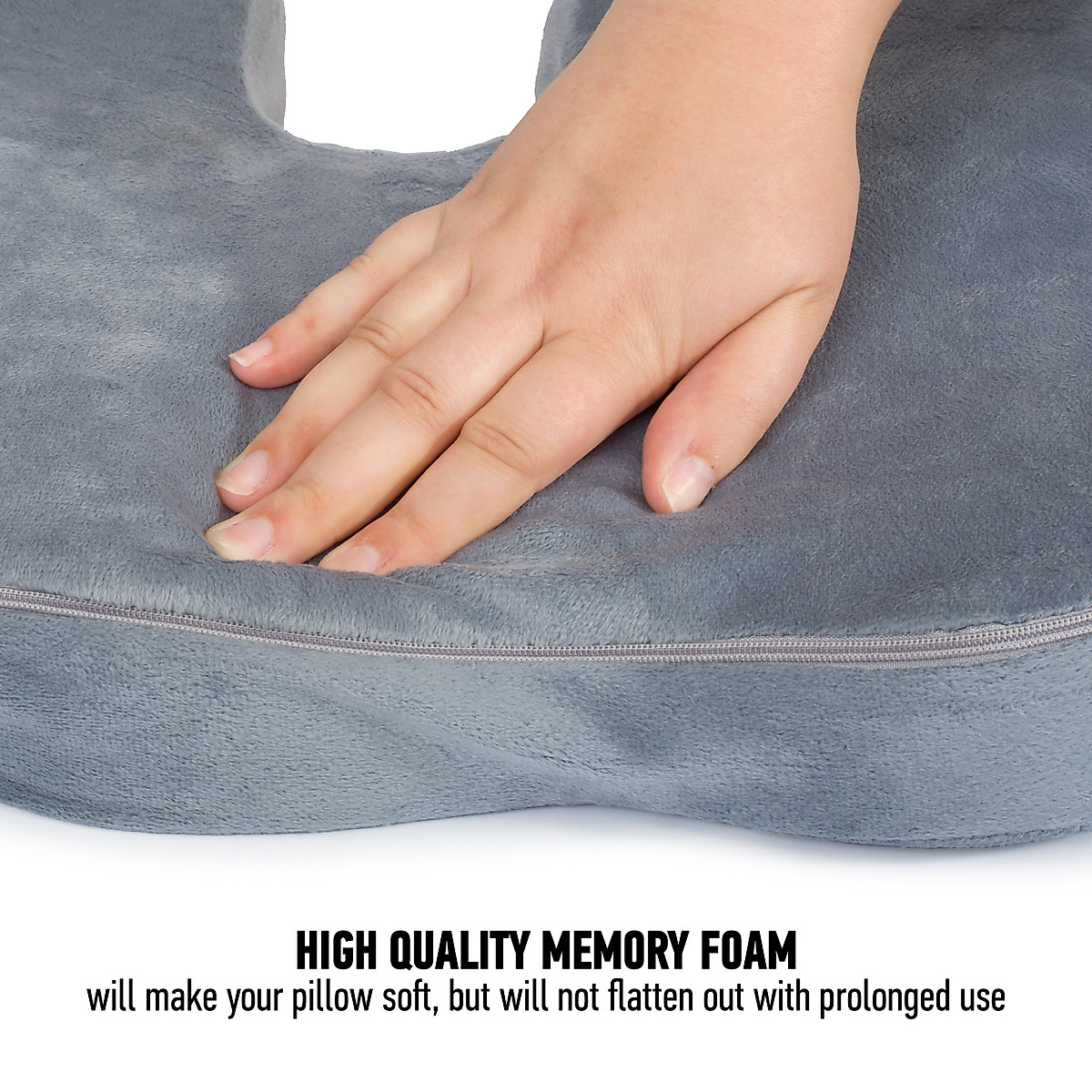 Dr. Flink Tailbone Seat Cushion - Pain Relief Chair Pillow, Cool Gel-Enhanced 100% Memory Foam, Orthopedic & Quality Comfort | Support & Relives Back & Sciatica, for Car, Truck, Home, and Office