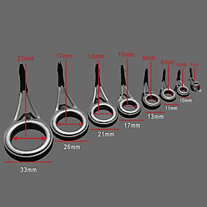 8 Pcs 8 Size Stainless Steel O Ring Fishing Tackle Replacement, Ceramic Rod Guide Ring, Guide Eyelet Repair Kit Fishing Rod Repair Kit Fishing