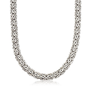 Ross-Simons Sterling Silver Byzantine Necklace With Black Onyx. 16 inches