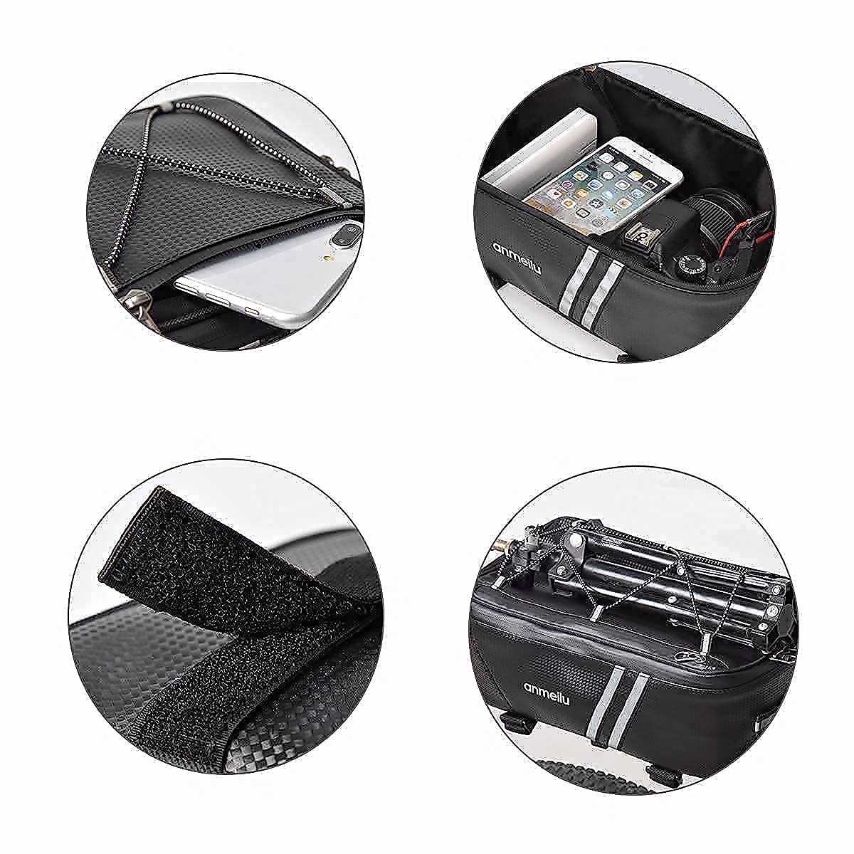 ANMEILU Bike Rack Bag Bike Bags for Bicycles Rear Rack Bike Trunk Bag Back Seat Carrier Saddle Luggage Storage Pack Bicycle Cargo Panniers Fat Tire Bike Folding Ebike Travel Cycling Waterproof Small