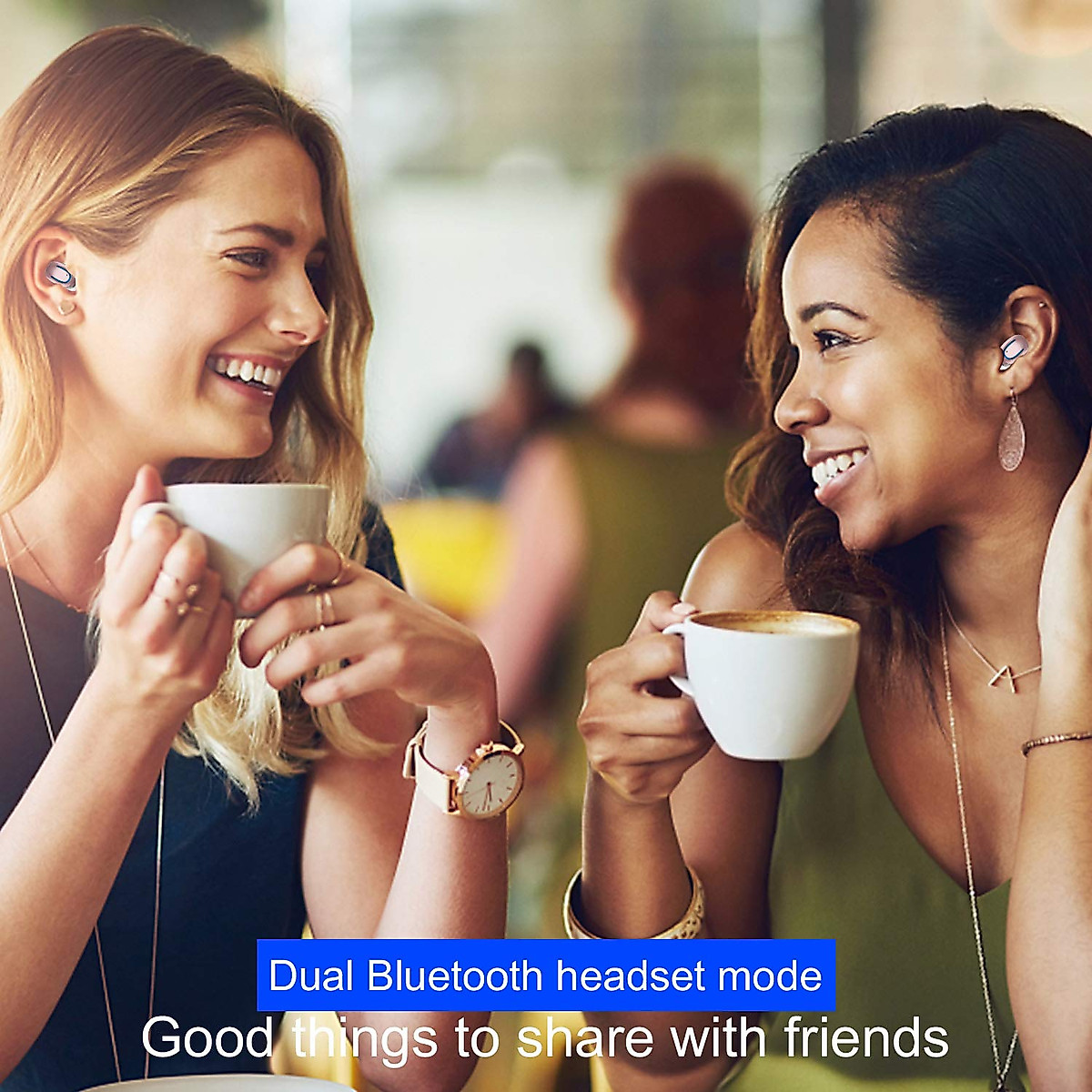 Mini Wireless Earbuds, Bluetooth Earphones in Ear with Wireless Charging Case, IPX7 Waterproof Wireless Mini TWS Mic Hi-Fi Stereo Sport Headphones for iPhone/Samsung/Android(Rose Gold)