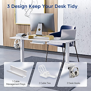 Standing Desk, Height Adjustable Desks with Powerful Motor and Cable Management,electric Sit Stand Desk with Hight Preset Design for Home Office Use 55x24 in White
