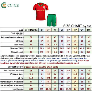 Unique Soccer Jerseys for Kids Portugal Football Kit Outfits for Child Boys and Girls(CNSK-PT,14Y)