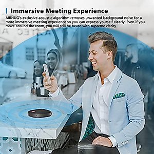 AIRHUG Bluetooth Speakerphone,Conference Speaker with Microphone,6 metes HD Voice Pick Up,Advanced Noise Reduction Algorithm,USB-C Plug & Play,Compatible with Zoom,MS Team,Skype