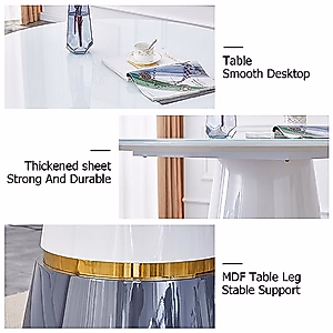 HomVent Faux Marble Pedestal Base Dining Table, 63” Contemporary Style Rectangle Kitchen Table Dining Room Table with Silver Wood U-Base for Dining Room, Living Room (Gray) (47.24” White)