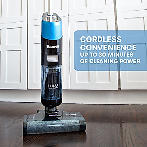 ECOWELL Wet Dry Vacuum Cleaner Cordless Floor Cleaner and Mop Self-Drying Digital Display Multi-Surface for Hard Floors and Area Rug, LULU Quick Clean P05, Blue