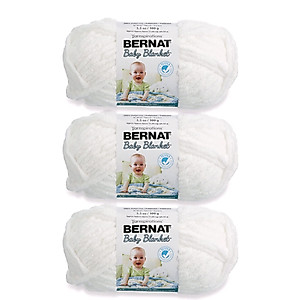 Bernat Baby Blanket White Yarn - 3 Pack of 100g/3.5oz - Polyester - 6 Super Bulky - 72 Yards - Knitting/Crochet