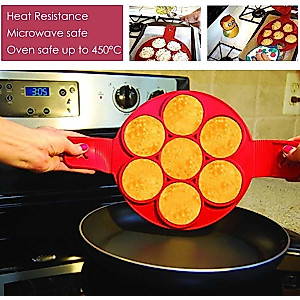 Flip N Cook Silicone Pancake Mold, Flip'n'cook Pancake, Flip and Cook Pancake Maker, Flip and Cook Silicone Pancake Maker, Flip'n'cook Silicone Pancake Mold (Red-Round)