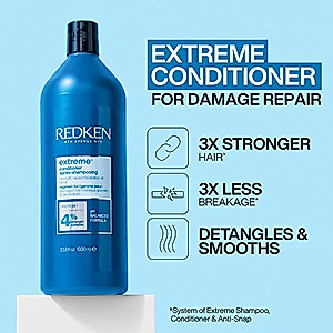 Redken Extreme Conditioner | Anti-Breakage & Protection for Damaged Hair | Infused With Proteins | 33.8 Fl Oz