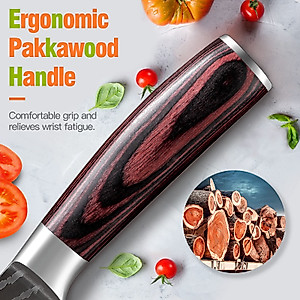 Professional Kitchen Chef Knife Set 7 PCS, 3.5-8 Inch Set Kitchen Knives with Sheath High Carbon Stainless Steel Ultra Sharp Japanese Knives Set for Kitchen with Ergonomic Wood Handle and Gift Box