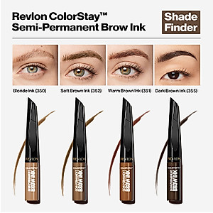 Revlon ColorStay 5-in-1 Semi-Permanent Brow Ink with Spoolie Brush, Waterproof, Transfer-proof, Smudge-proof, Easy to Remove Eyebrow Makeup, 352 Soft Brown Ink, 0.09 fl oz.