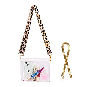 WEDDINGHELPER Clear Bag Stadium Approved: Clear Purse Clear Crossbody Bag Transparent Purse For Concerts, Festivals, Sports Events (A-1(Gold))