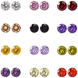 12 Pairs Plastic Earrings for Sensitive Ears, Plastic Post Earrings for Women, Birthstone Cubic Zirconia Stud Earrings Set 4mm