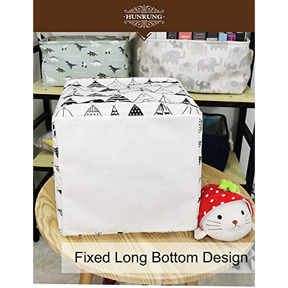 HUNRUNG Square Storage Bins Nursery Hamper Canvas Laundry Basket Foldable with Waterproof Nursery Boxes for Shelves/Gift Baskets/Toy Organizer/Children Room Decor（Square-Tent）