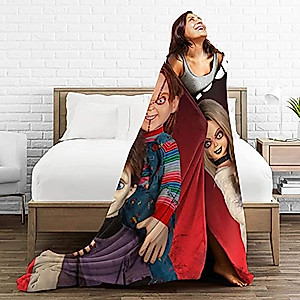 Daniesd of Chucky Throw Blanket Ultra-Soft Micro Fleece Blanket Warm Lightweight Bed Chair Couch Travel Blanket 80 inch x60 inch Black