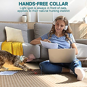 havit Wearable Automatic Cat Toys with LED Lights, Electric Smart Amusing Collar for Kitten, Interactive Cat Toys for Indoor Cats, Pet Exercise Toys, USB Rechargeable, Auto On/Off