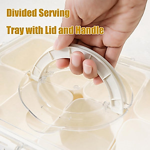 Divided Snackle Box platters with Lid and Handle, Snack Box Charcuterie Container for Portable Snack Platters, Travel Snack Container for Snacks, Fruits, Candy, Nuts - Perfect for parties, picnics