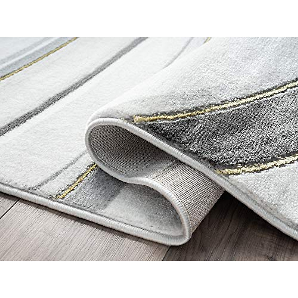 Abani Grey & White Rugs Modern Linear Design 4' x 6' Bedroom Rug, Contemporary Line Art Non-Shed Area Rug