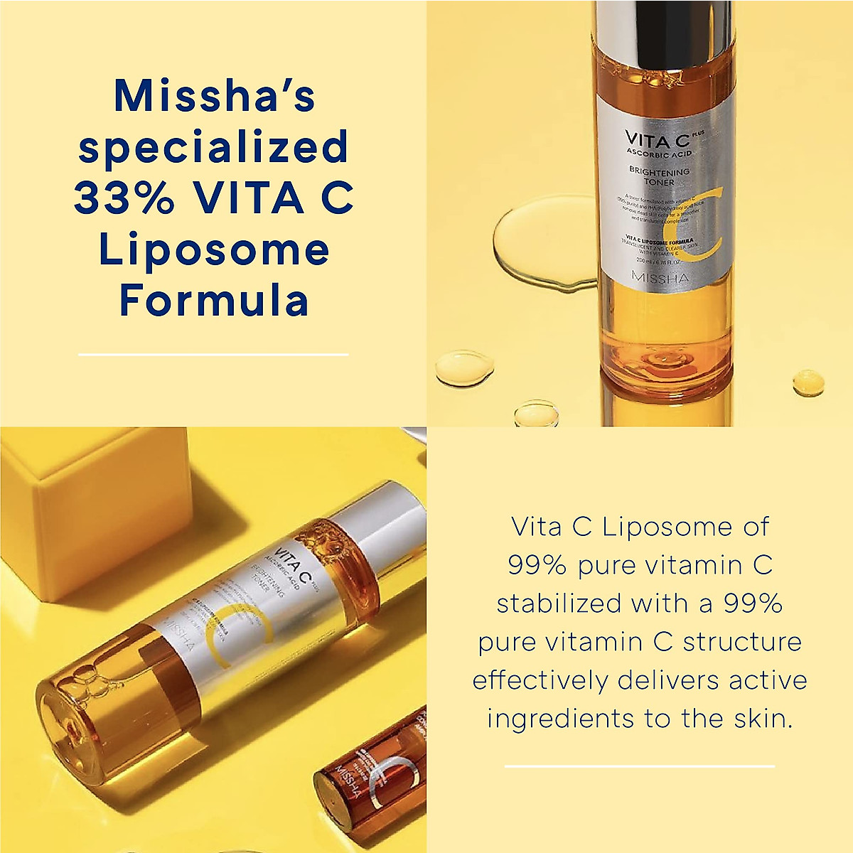 MISSHA Vita C Plus Facial Toner with high Adherence 25% Vitamin C liposome Formula 200ml