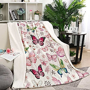 CYREKUD Butterfly Blanket,Butterfly Gifts for Women Birthday Throw Blanket,Butterfly Gifts for Girls Blanket,Pink Butterfly Blanket for Butterfly Lovers,Sofa Couch Beds Christmas Decor 50x60 Inches