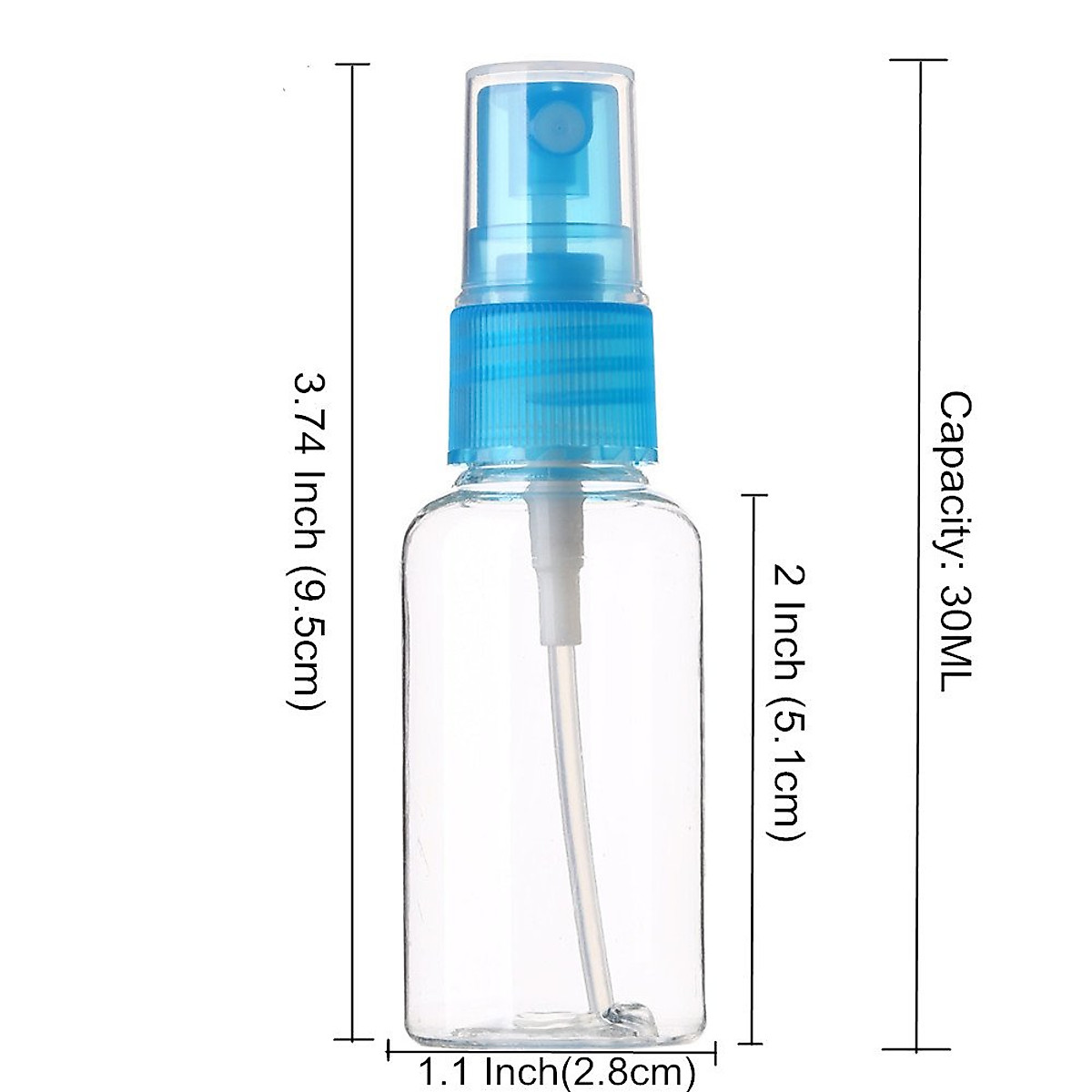 SINIDE Spray Bottles 30 ml/1 oz, 4 Pack Clear Empty Fine Mist Plastic Mini Travel Bottle Set, Portable Refillable Makeup Sprayer Containers for Perfume, Liquids, Aromatherapy, Small Size