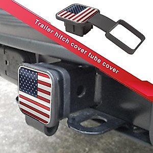 jeseny Pack-1 Car Hitch Cover, American Flag Car Plug Cover, TPU Trailer Tube Cover Cap, 2 Inches Square Receiving Pipe Cover, Auto Modification Kit, Universal for Most Vehicles (Red)