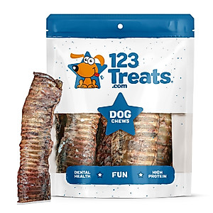 123 Treats Premium Beef Trachea for Dogs – 6 Inch 100% Natural Beef Dog Chews, Rich in Glucosamine and Chondroitin for Joint & Hip Mobility (10 Count)