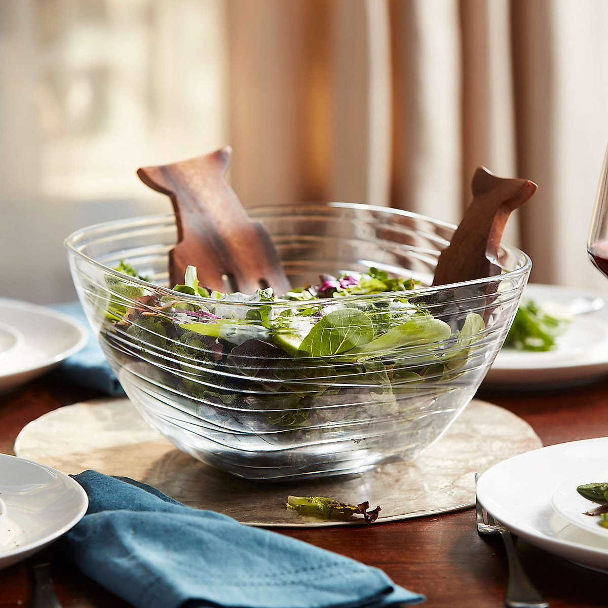 Libbey Aviva Glass Wave Serving Bowl, Large