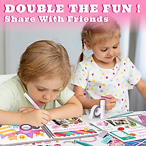 VigorFun 2 Pack DIY Journal Kit for Girls Ages 8-12, Gifts for Teen Girls - Share Scrapbook & Diary Supplies Set with Friends, Journaling Art and Crafts Kit (Purple+Blue)