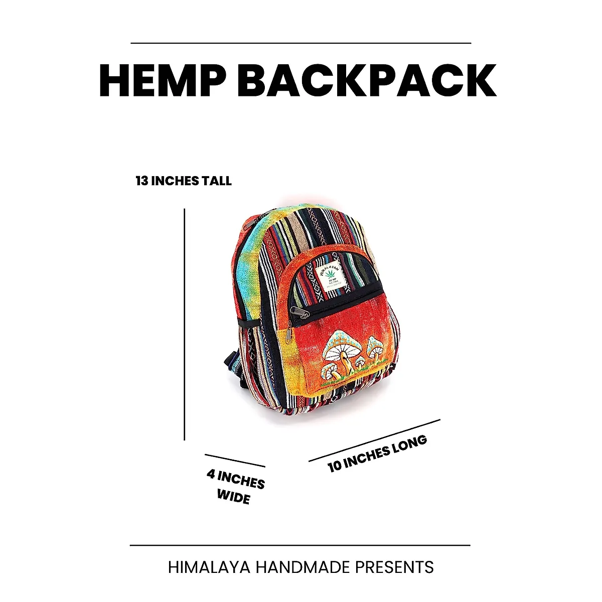 Unique design Mushroom Embroidered Himalaya Hemp Hippie Backpack Festival Backpack Hiking Backpack FAIR TRADE Handmade with Love