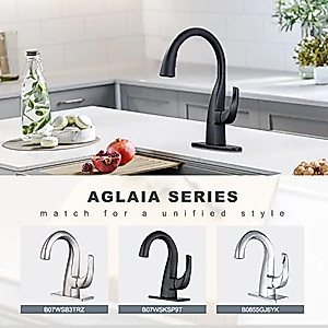 WOWOW Black Kitchen Faucet, Pull Down Kitchen Faucet Stainless Steel Gooseneck Kitchen Sink Faucet Single Handle Water Faucet, Utility Sink Faucet for Laundry RV (Patent Product)