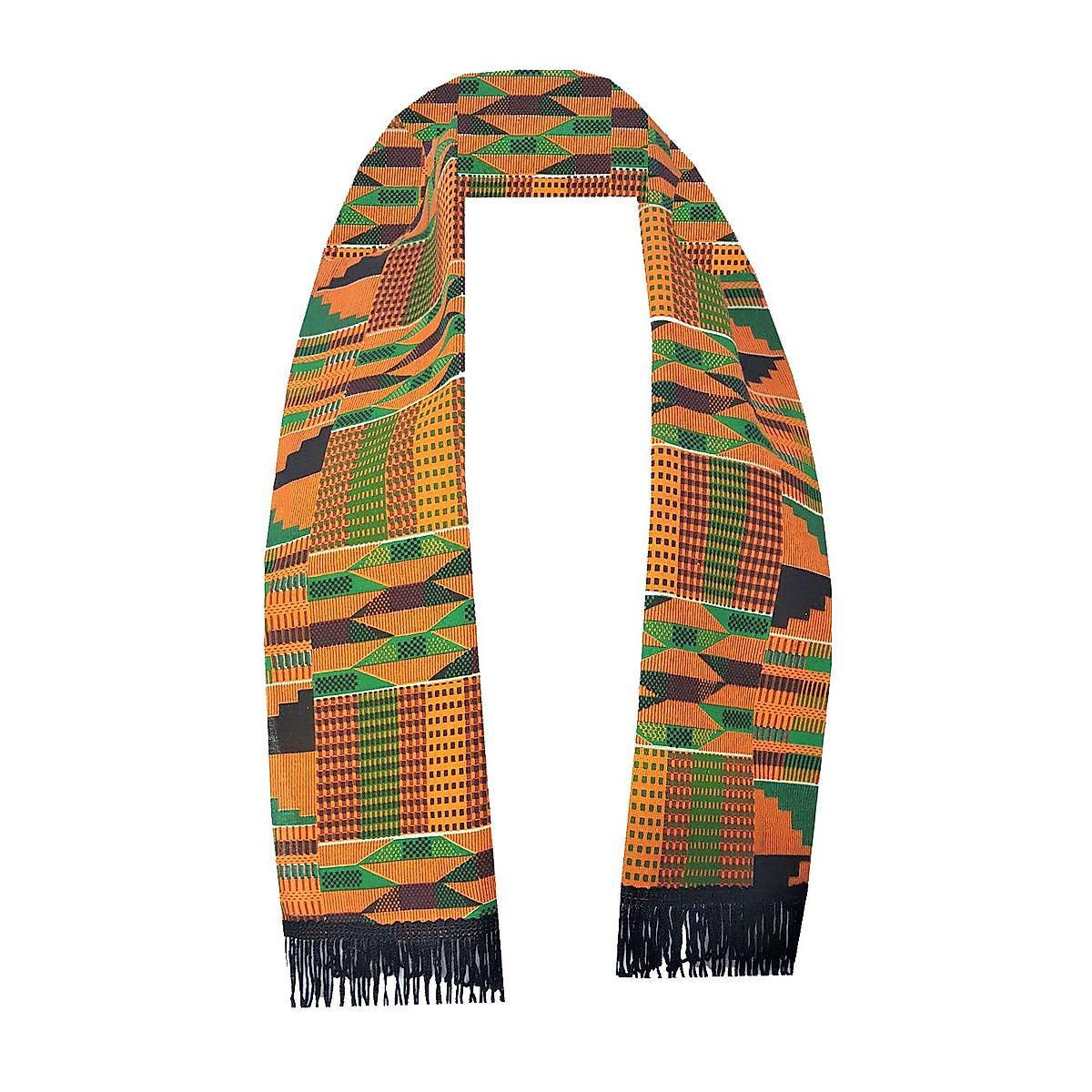 Decora Apparel African Clothes for Men Cotton Scarf, Graduation Stole, African Head Scarf Kente Fabric 5.5X60 Orange GoldP03