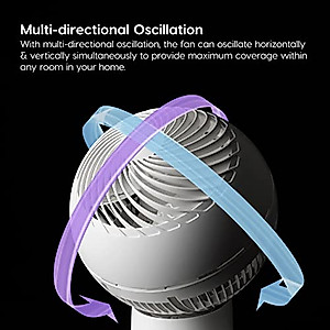 IRIS USA WOOZOO Oscillating Fan, Vortex Fan, DC Motor Quiet and Eco Friendly, 8-in-1 Fan w/ Remote/ Timer/ Multi Oscillation/ 10 Speed Settings, 89ft Max Air Distance, Medium, White