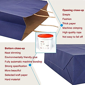AZOWA Gift Bags Large Kraft Paper Bags with Handles (12.5 L x 4.7 W x 10.2 H in, Navy Blue, 12 Pcs, Horizontal)