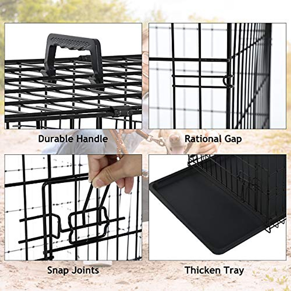 48 inch Dog Cage Large XXL Dog Crates for Large Dogs Folding Dog Kennels and Metal Wire Crates Pet Animal Segregation Cage Crate with Double-Door,Tray,Handle and Divider for Dog Training Indoor