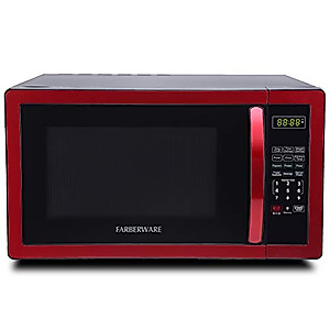 Farberware Classic FMO11AHTBKN 1.1 Cu. Ft. 1000-Watt Microwave Oven with LED Lighting, Metallic Red & BLACK+DECKER 2-Slice Toaster, Red, TR1278RM