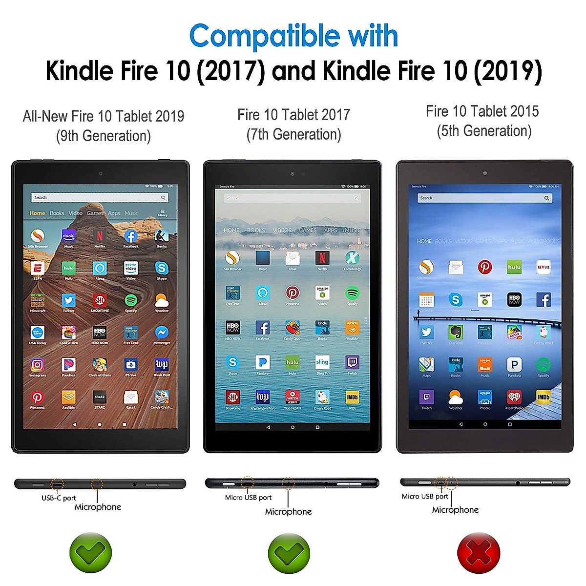 JETech Case for Amazon Fire HD 10 Tablet 10.1" (7th / 9th Generation, 2017 Release / 2019 Release, NOT for 11th / 5th Generation, 2021 Release / 2015 Release) Smart Cover with Auto Sleep/Wake (Black)