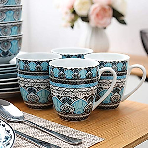 TBGFPO 32-Piece Ceramic Porcelain Dinner Plate Tableware Set with Dinner Plate,Dessert Plate,Cereal Bowl,380ml Mug Set