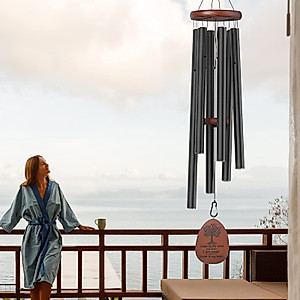 Sympathy Wind Chimes Outdoor Deep Tone,41 inch Large Memorial Wind Chimes for Loss of Loved One,Ideal Memorial Gift/Bereavement Gift/Sympathy Gift for Condolence and Funeral (Black)