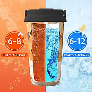GTKSYNVE Reusable Coffee Mug with Lid and Handle, Cute Cartoon Welsh Corgi Dog Tumbler for Hot & Cold Drinks 16oz Stainless Steel Insulated Coffee Tumblers Double Wall Vacuum Thermal Cup