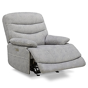 CHITA Power Recliner Chairs for Small Spaces, Glider Recliner Chair for Living Room with USB Charge Ports, Faux Fur, Light Grey