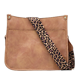 Zyyfly Guitar Strap Purse Vegan Leather Crossbody Bags for Women with Leopard Guitar Purse Strap Brown